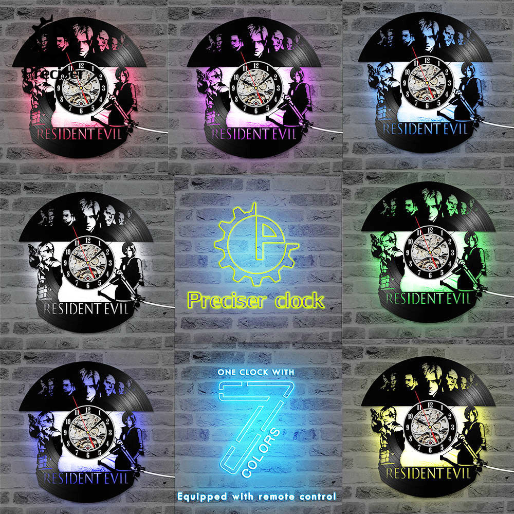 Preciser 3D Hollow Black Resident Evil Vinyl LP Record Wall Clock ...