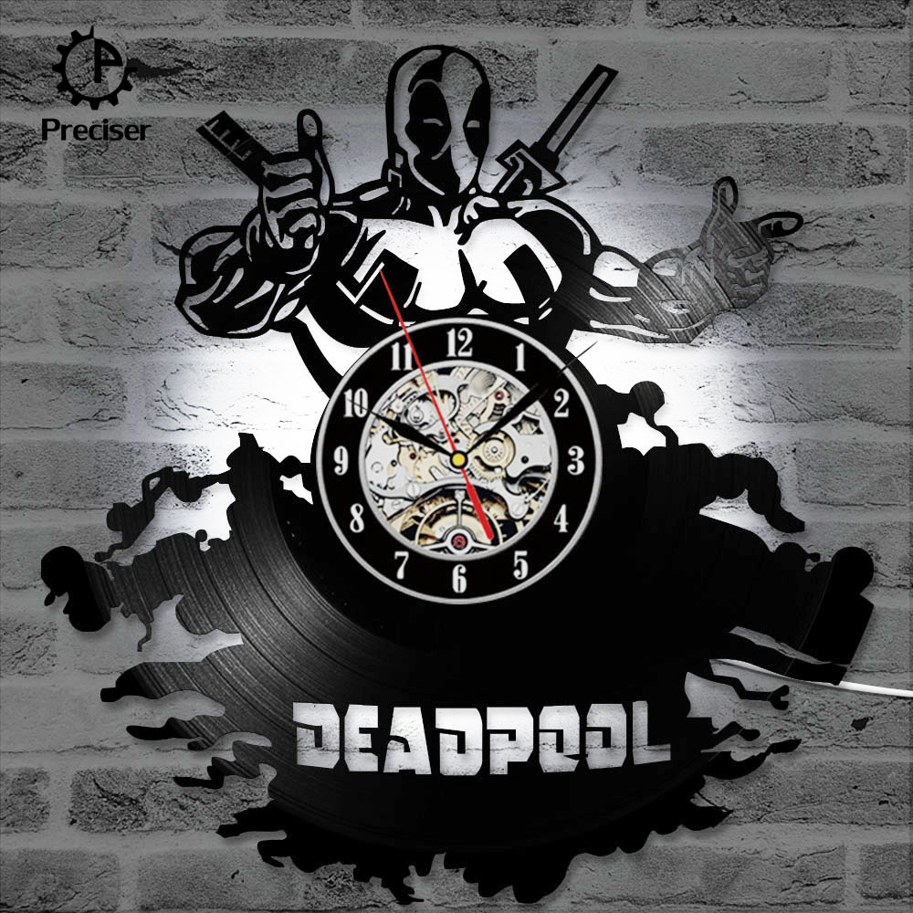 Preciser Marvel Comics Wall Clock Deadpool Vinyl Record Wall Clock ...