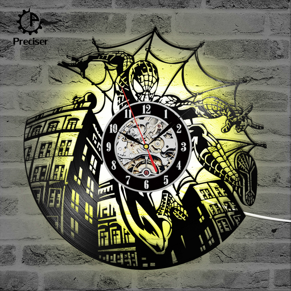 Preciser Vinyl Record Hanging Clock Spiderman Marvel Comics Record ...