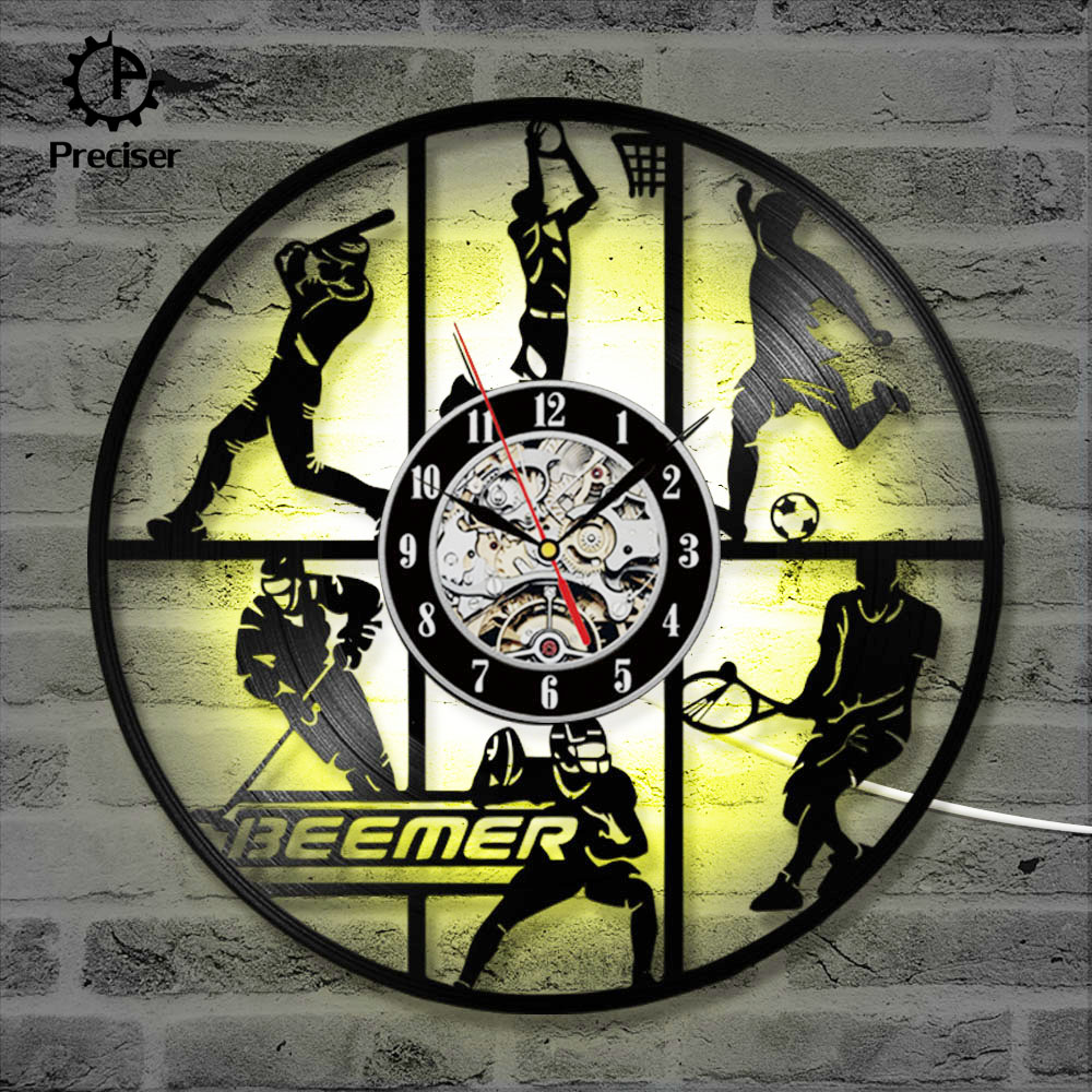 Preciser Round Hollow Sport Entertainment Man Vinyl Clock Basketball ...