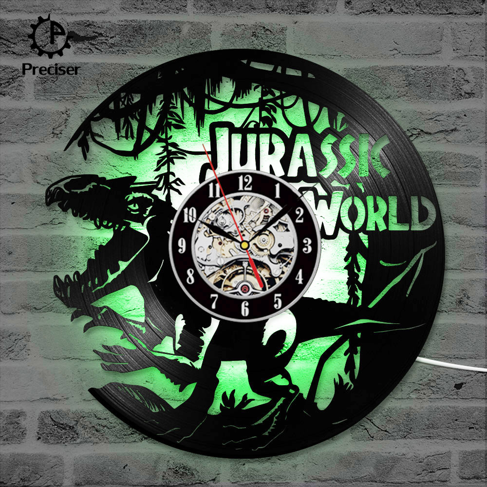 Round Hollow Jurassic World Vinyl Record Clock Creative CD Record ...