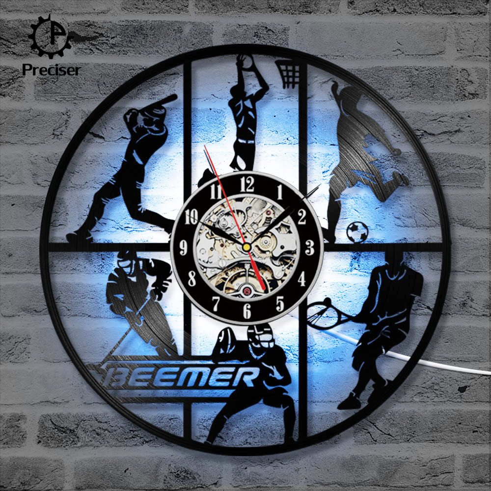 Preciser Round Hollow Sport Entertainment Man Vinyl Clock Basketball ...
