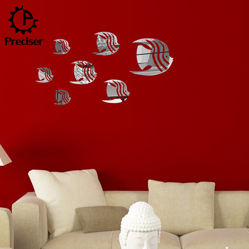 Preciser 7Pcs Silver Ocean Fish Crystal Reflective DIY Mirror Effect 3D ...
