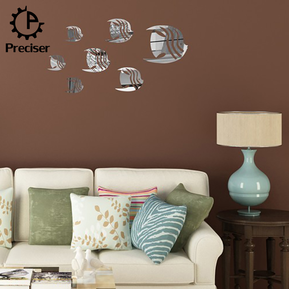 Preciser 7Pcs Silver Ocean Fish Crystal Reflective DIY Mirror Effect 3D ...